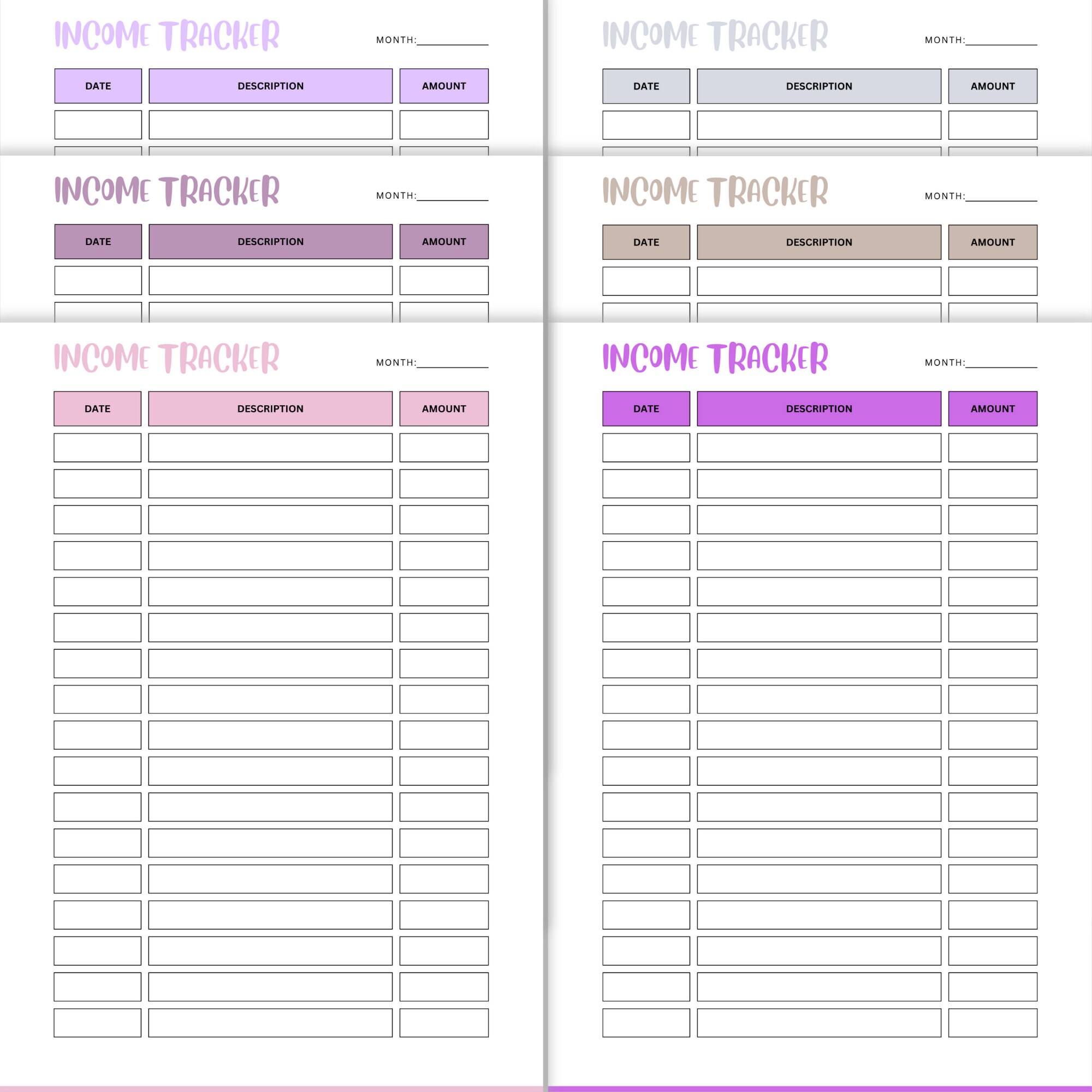 Printable Income Tracker, Monthly Budget Income Sheet, Finance Planer ...