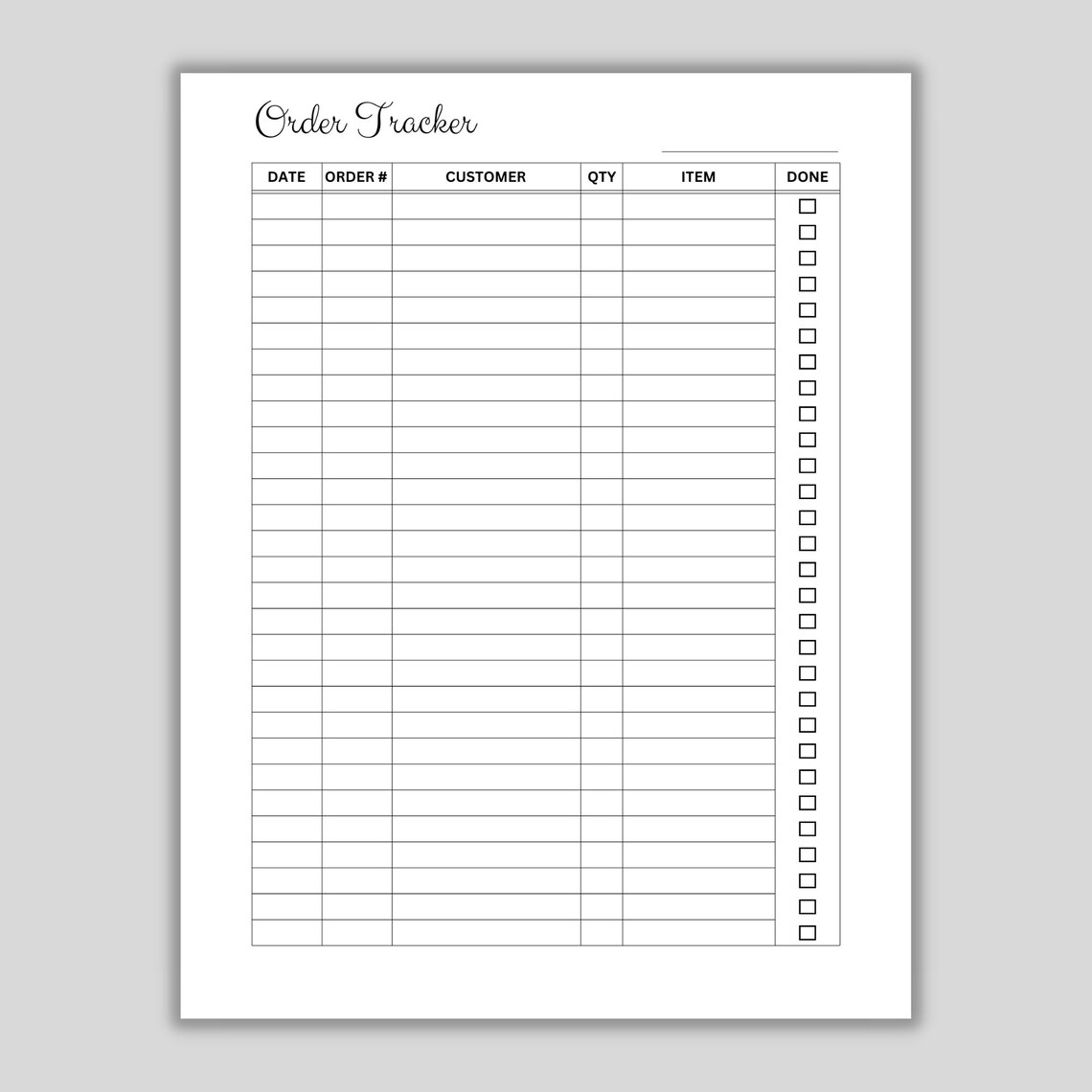 Printable Order Tracker, Order Log, Small Business Template, Financial ...