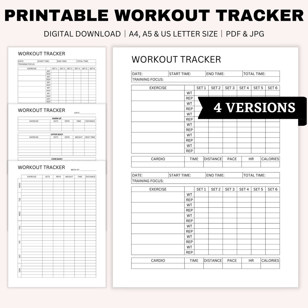 Printable Workout Tracker, Daily Workout Planner, Fitness Planner ...