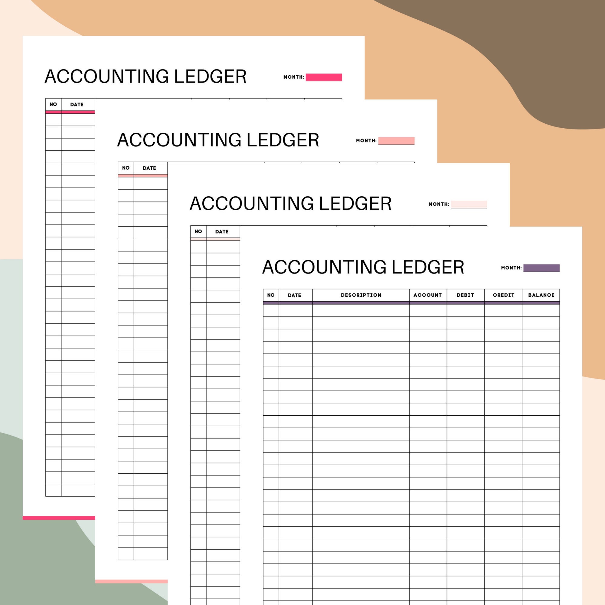 Printable Accounting Ledger, Log for Credits and Debits, General Ledger ...