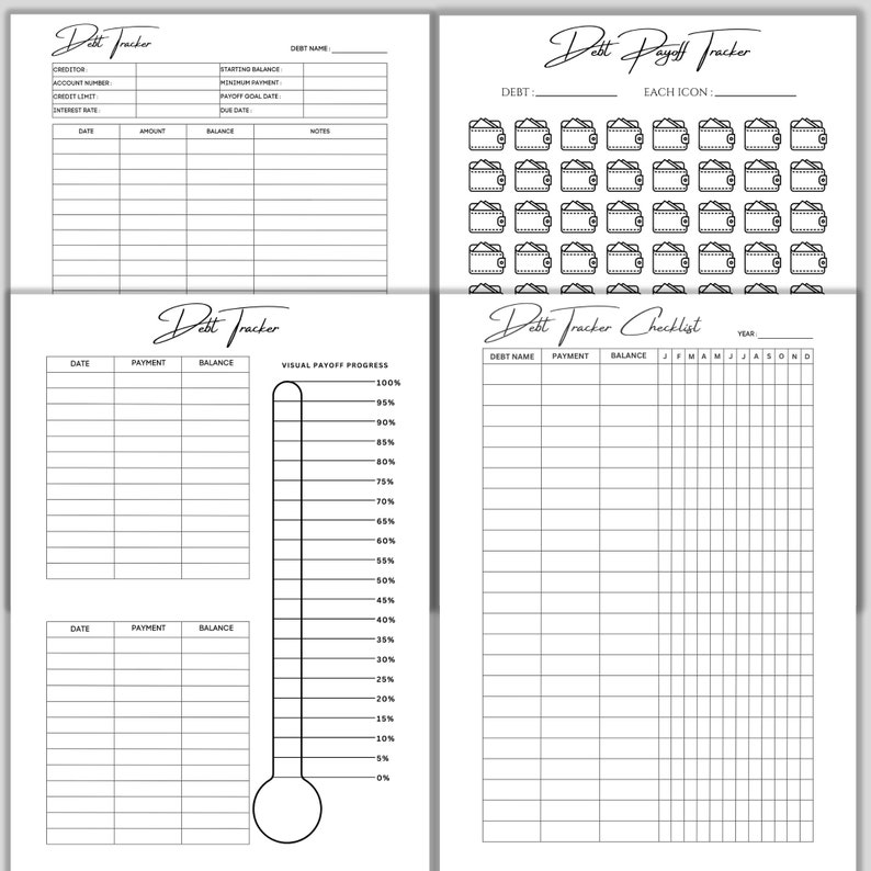 Printable Debt Tracker Bundle of 11, Debt Payment Tracker, Debt Payoff ...