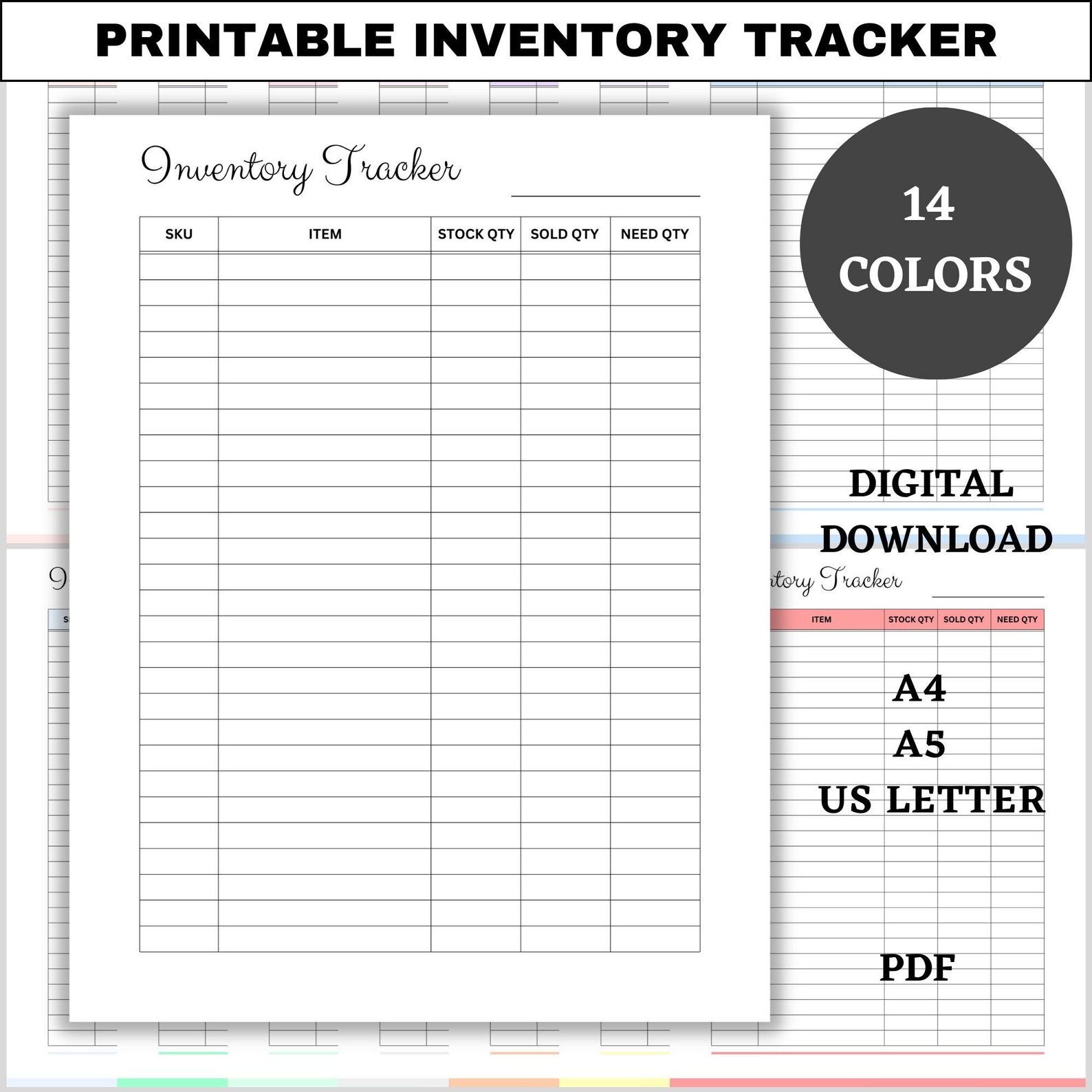 Printable Inventory Tracker, Inventory Management, Inventory Sheet ...