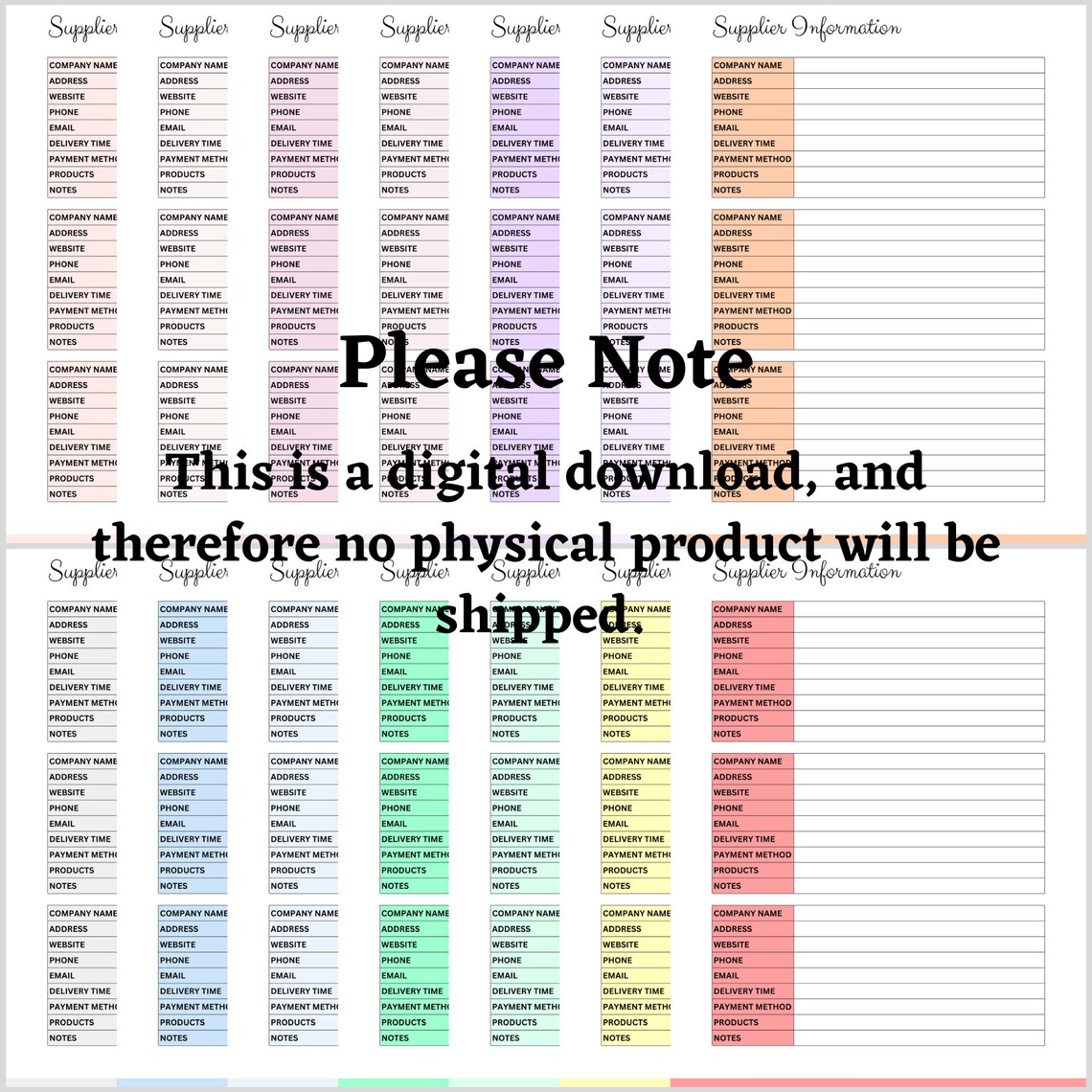 Printable Supplier Information, Supplier List, Supplier Management ...