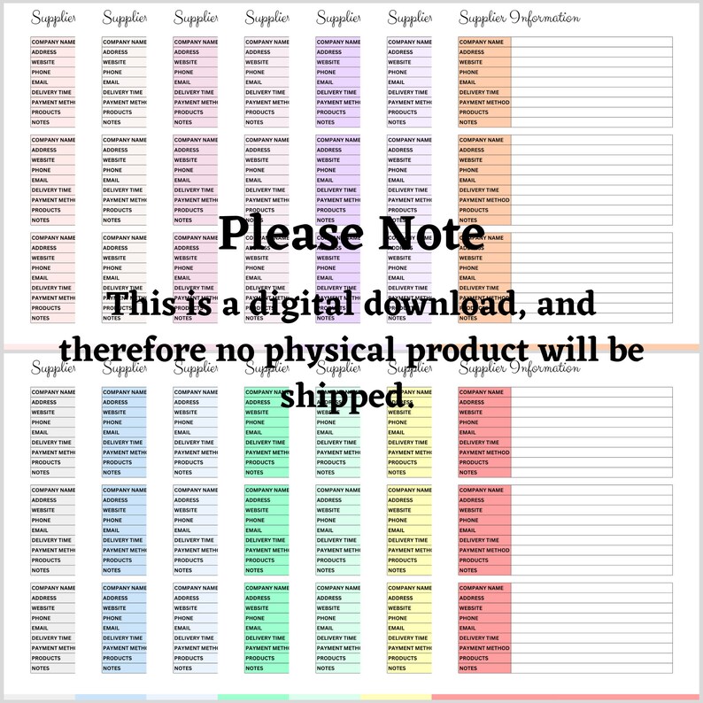 Printable Supplier Information, Supplier List, Supplier Management ...