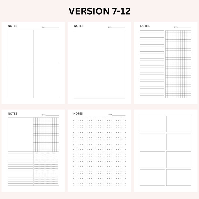 Printable Notebook Pages, Note Taking Templates, Notes Planner, Lined ...
