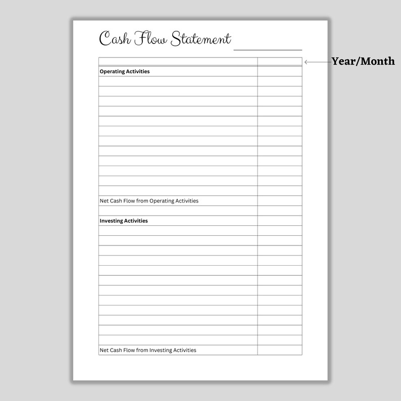 Printable Cash Flow Statement, Income, Expenses, Assets, Liabilities, Small Business Template ...
