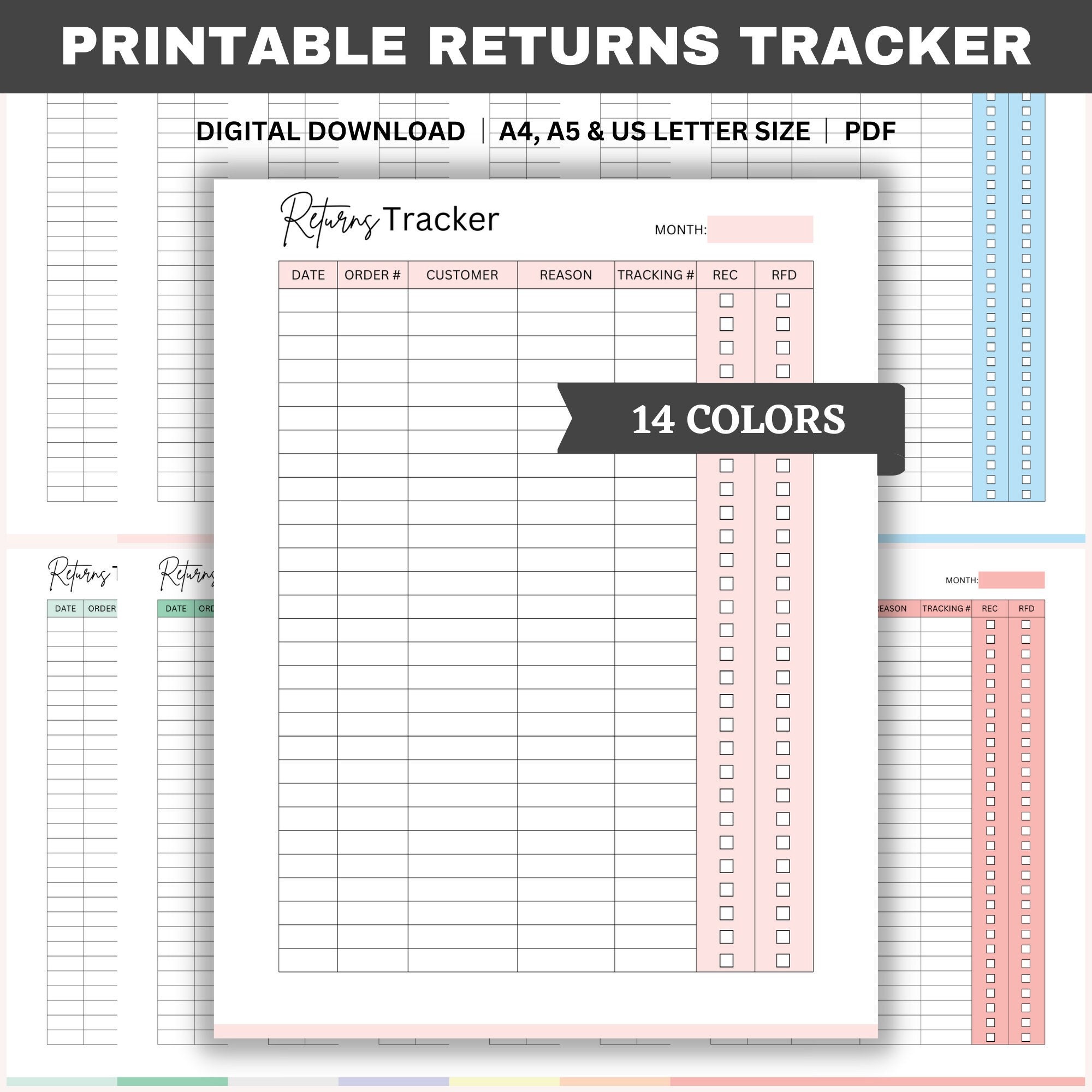 Printable Returns Tracker, Return Template, Online Business Return Form ...