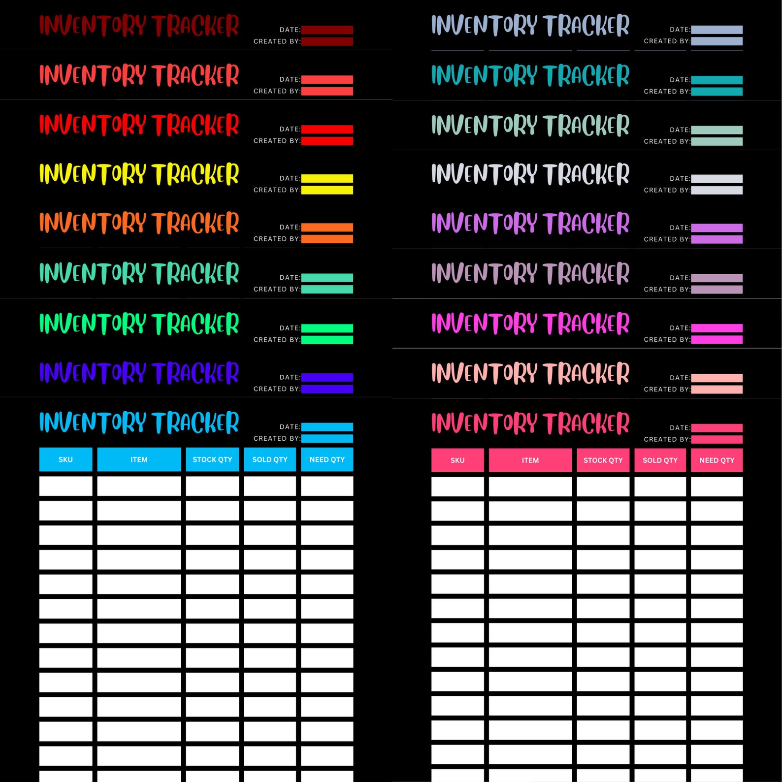 Printable Inventory Tracker, Small Business Organizer, Inventory ...