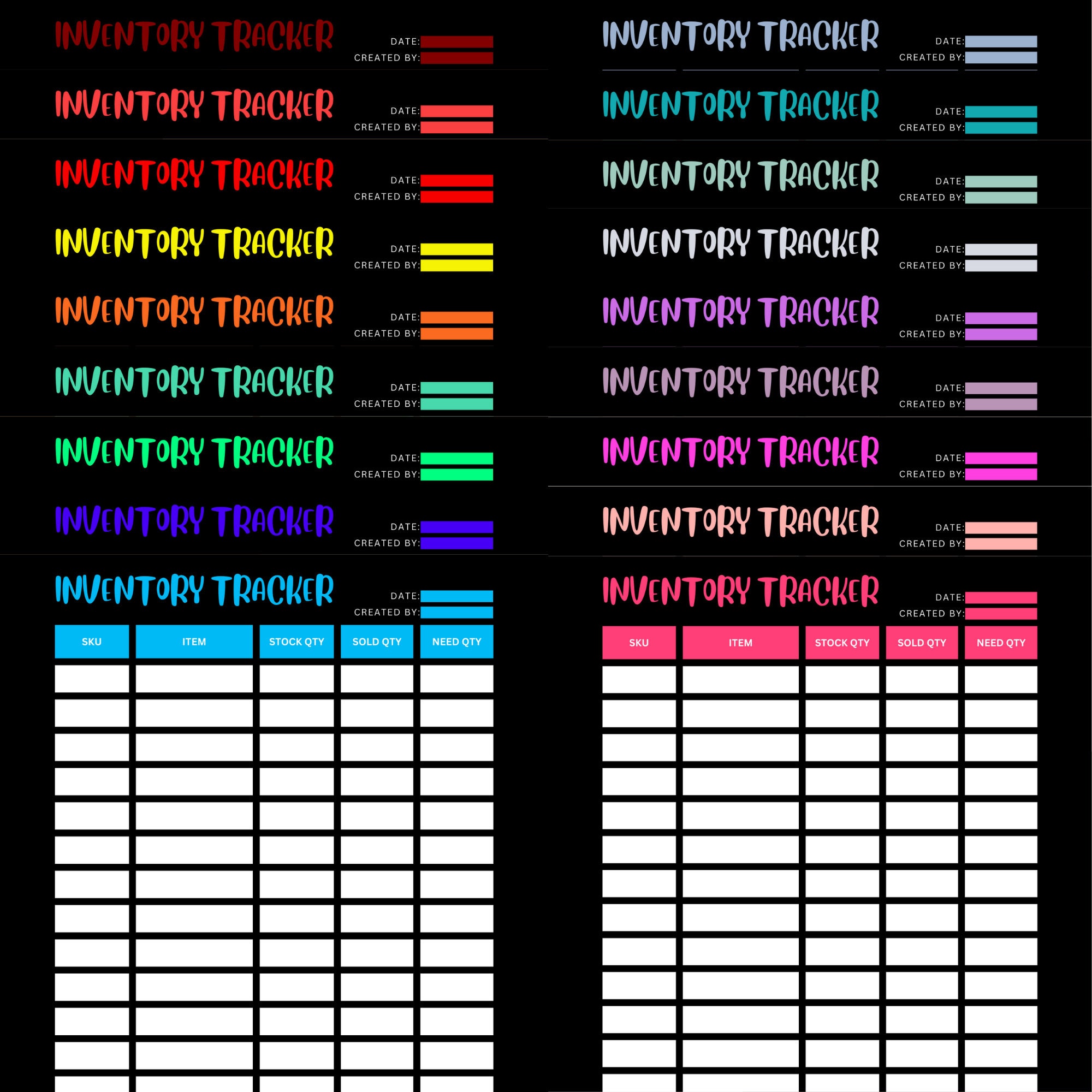 Printable Inventory Tracker, Small Business Organizer, Inventory ...