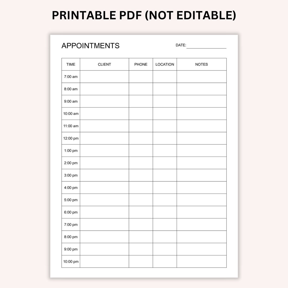 Editable Appointment Tracker, Printable Daily Appointment Log, Client ...
