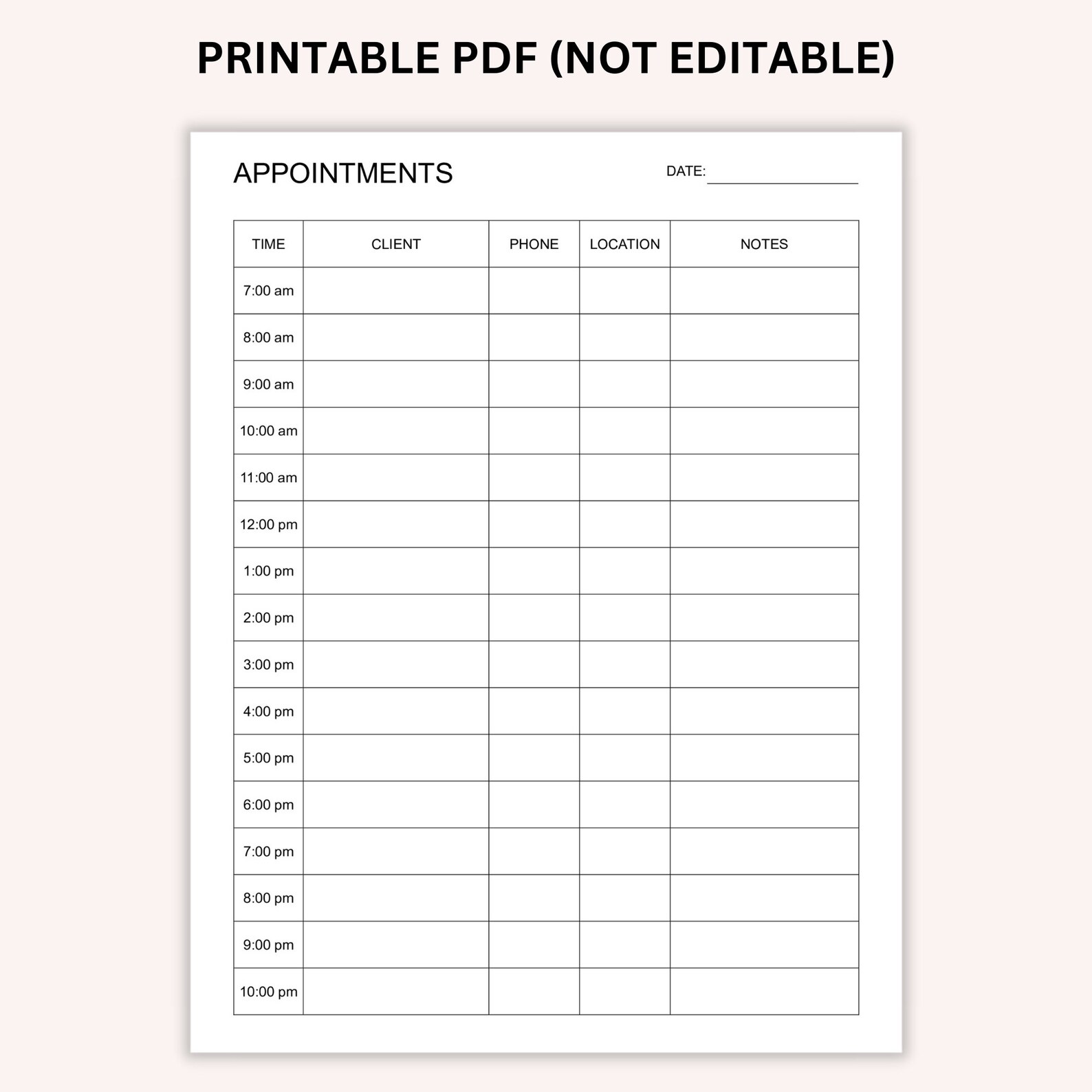 Editable Appointment Tracker, Printable Daily Appointment Log, Client ...