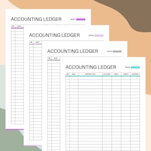 Printable Accounting Ledger, Log for Credits and Debits, General Ledger ...