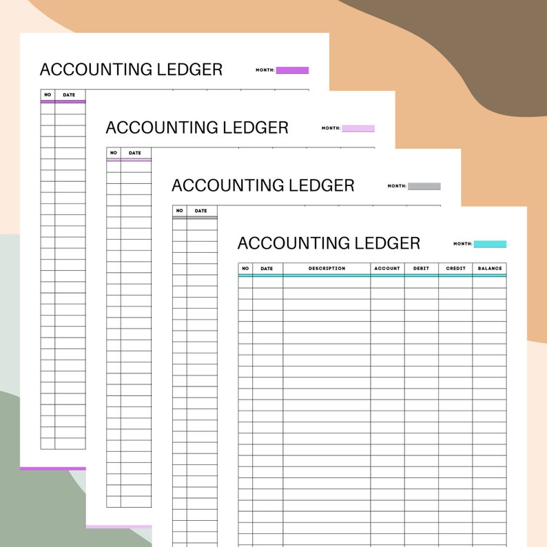Printable Accounting Ledger, Log for Credits and Debits, General Ledger ...