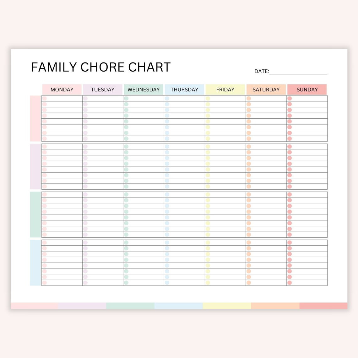Printable Family Chore Chart, Chore Checklist, to Do List ...
