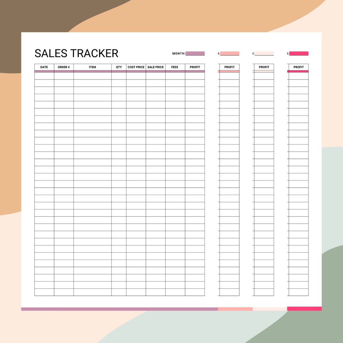 Printable Sales Tracker, Small Business, Order Tracker, Business Sales ...