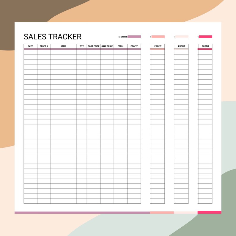 Printable Sales Tracker, Small Business, Order Tracker, Business Sales ...