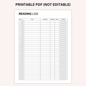 Editable Reading Log, Printable Book Log, Reading Checklist, Books to ...