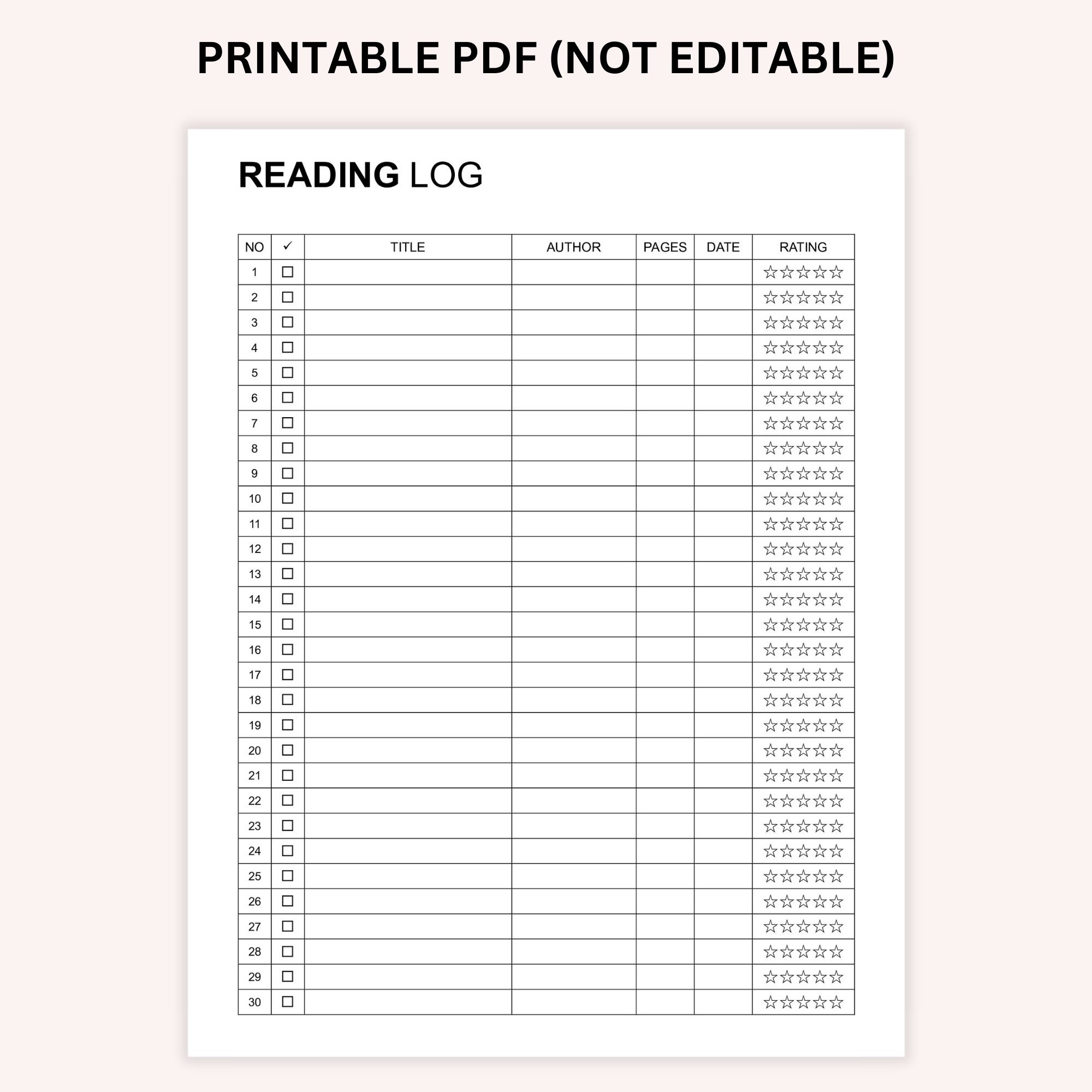 Editable Reading Log, Printable Book Log, Reading Checklist, Books to ...