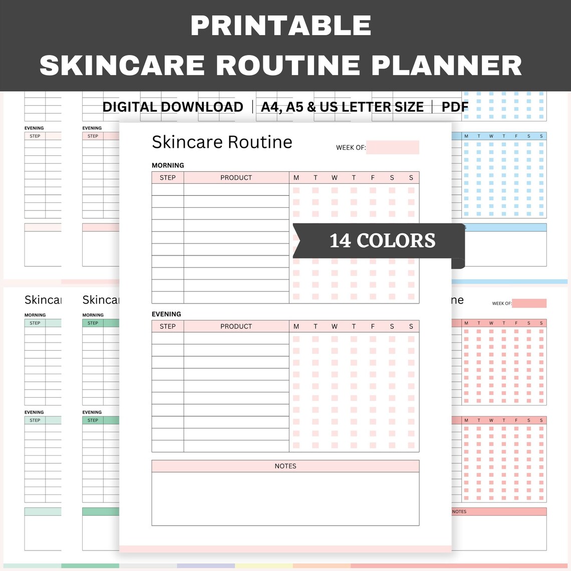 Printable Skincare Routine Planner, Self Care Organizer, Beauty Planner ...