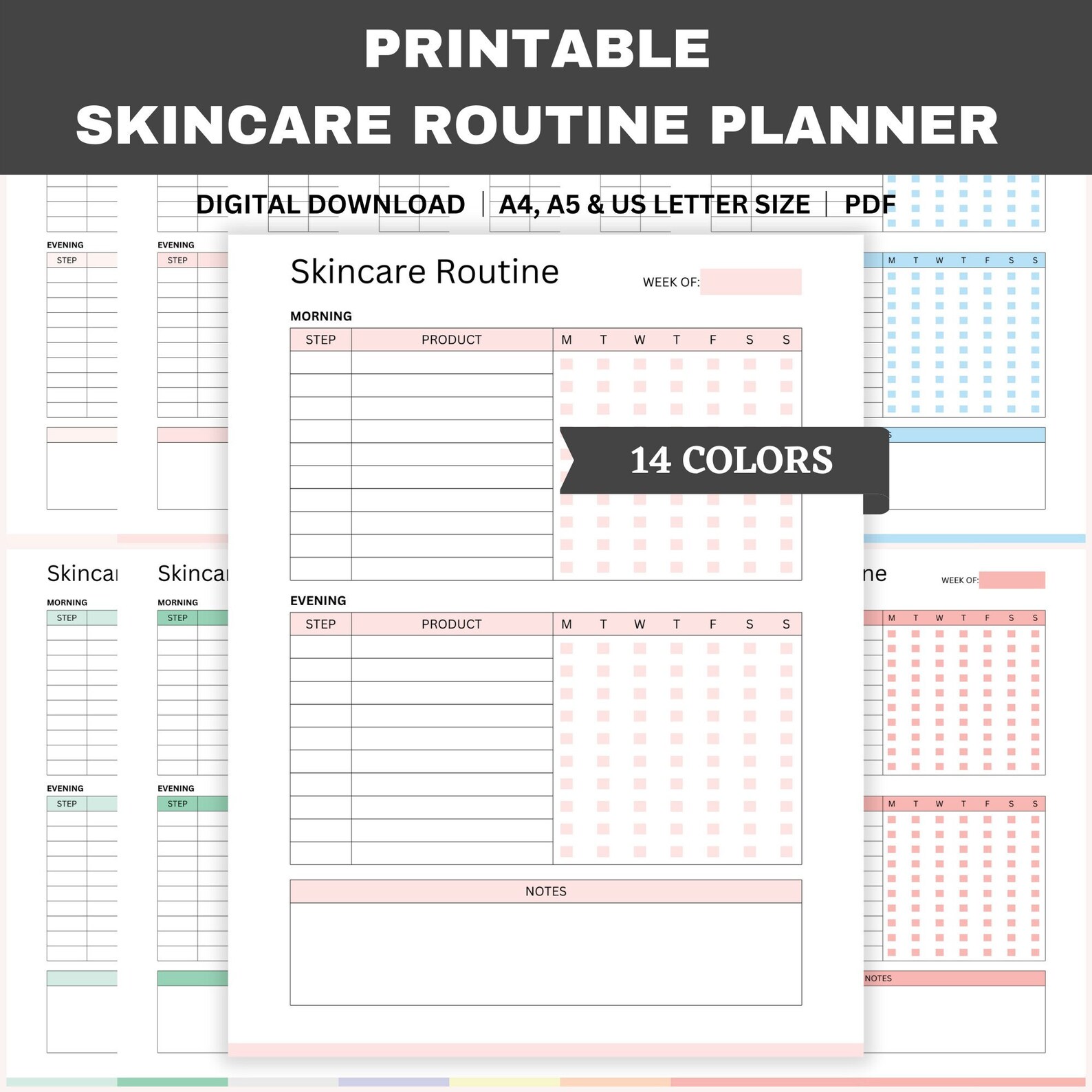 Printable Skincare Routine Planner, Self Care Organizer, Beauty Planner ...
