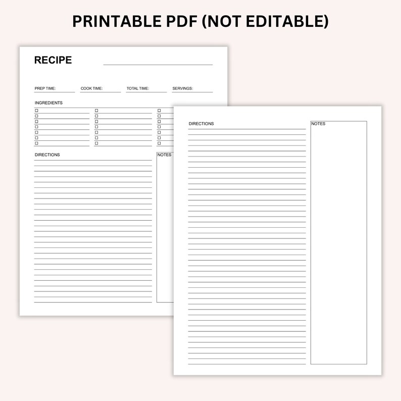Editable Recipe Template, Recipe Card Printable, Recipe Book, Recipe ...