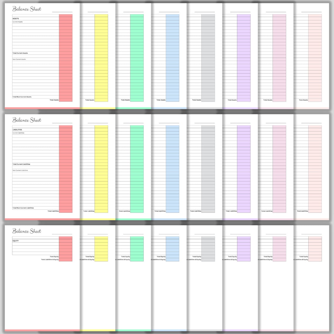 Printable Balance Sheet Template, Financial Statement, Assets ...