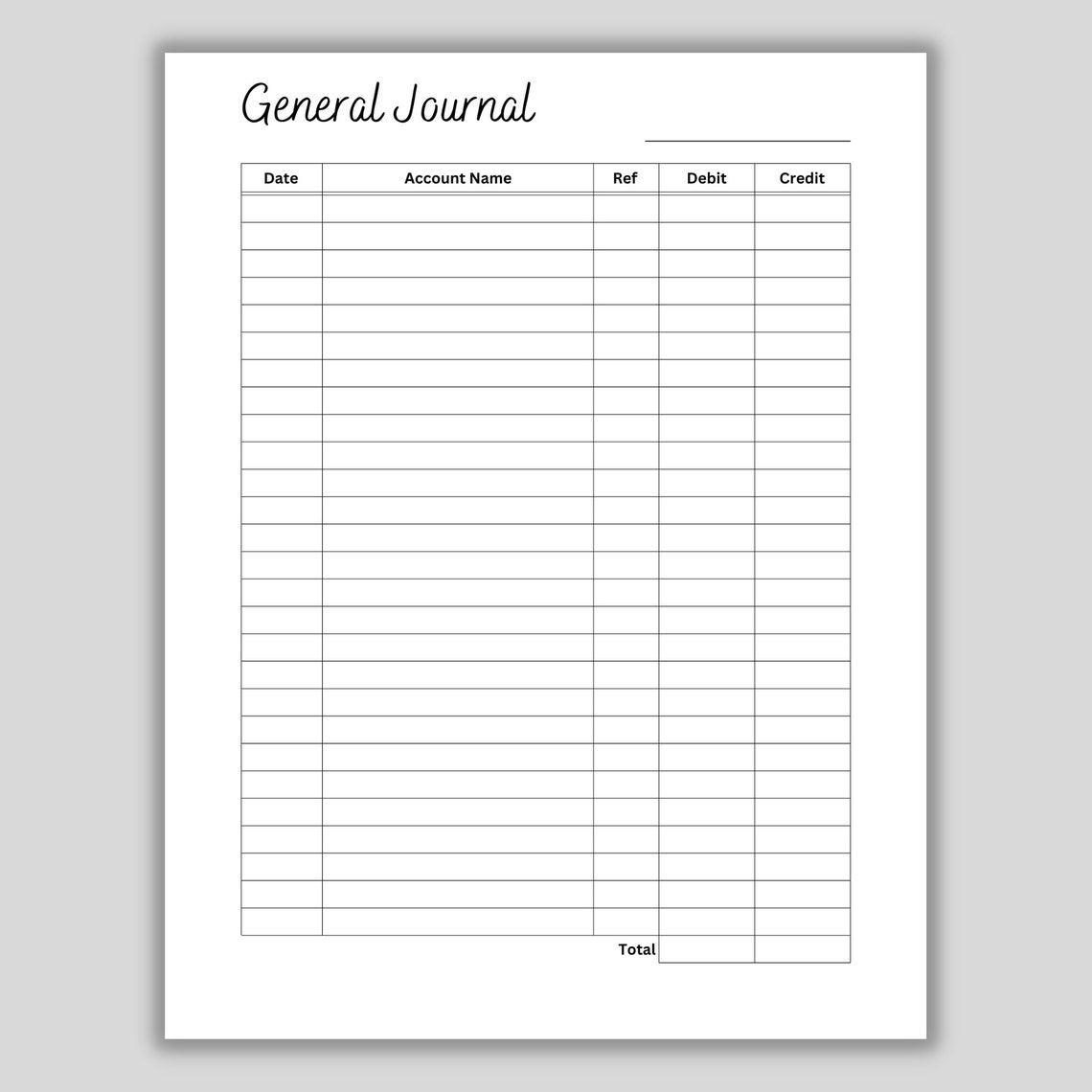 Printable General Journal, Accounting Ledger for Small Business, Log ...