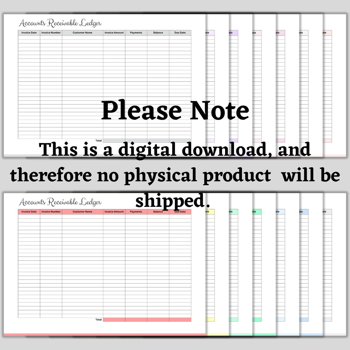 Printable Accounts Receivable Ledger, Small Business Template ...