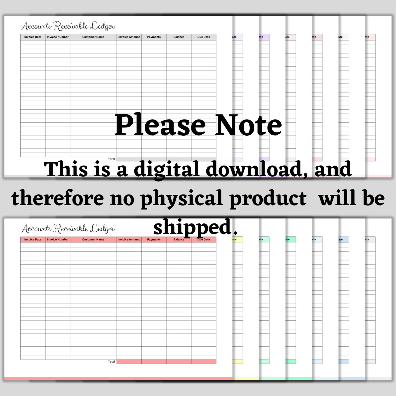 Printable Accounts Receivable Ledger, Small Business Template ...