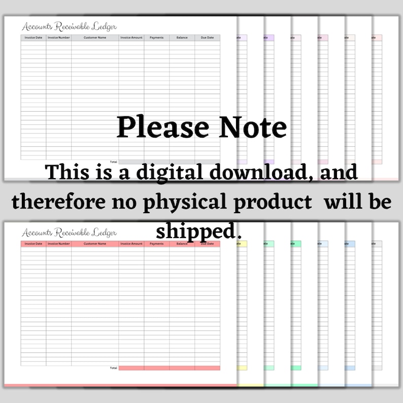 Printable Accounts Receivable Ledger, Small Business Template ...