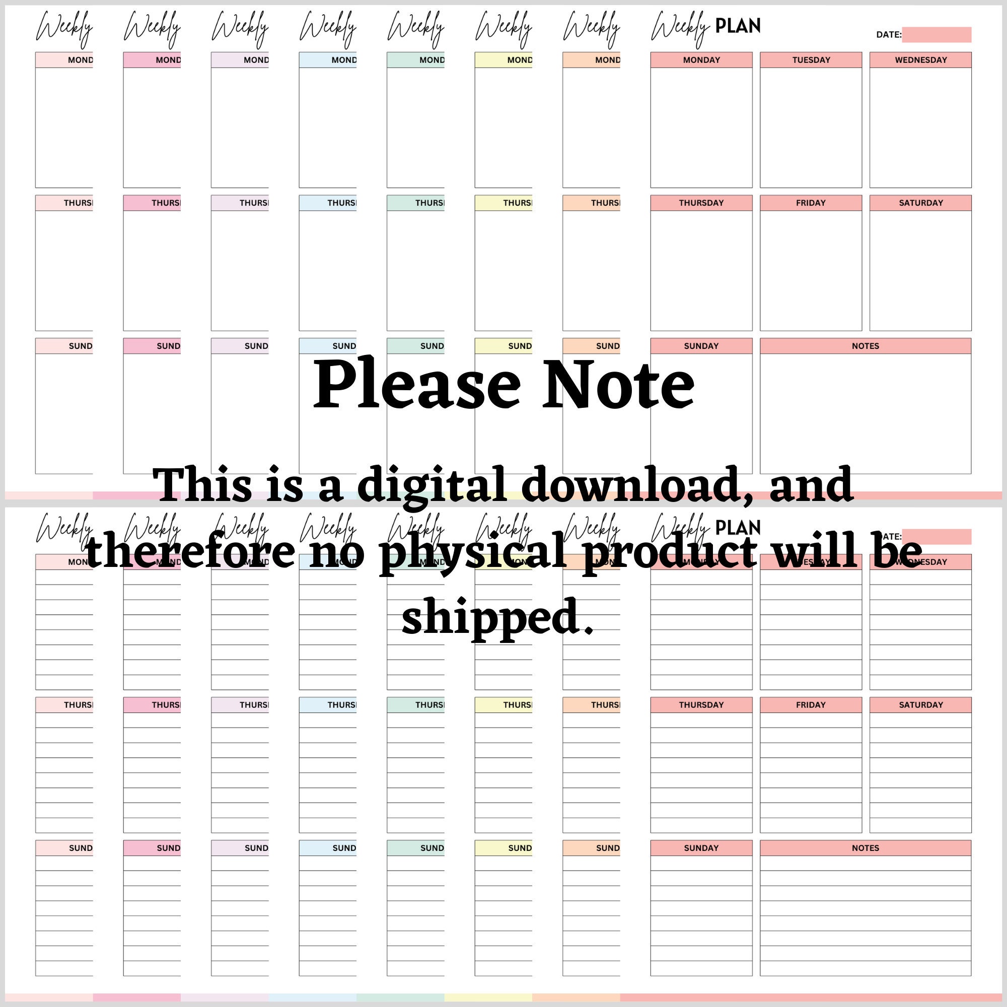 Printable Weekly Plan, Daily Planner, Weekly Schedule, Weekly Organizer ...