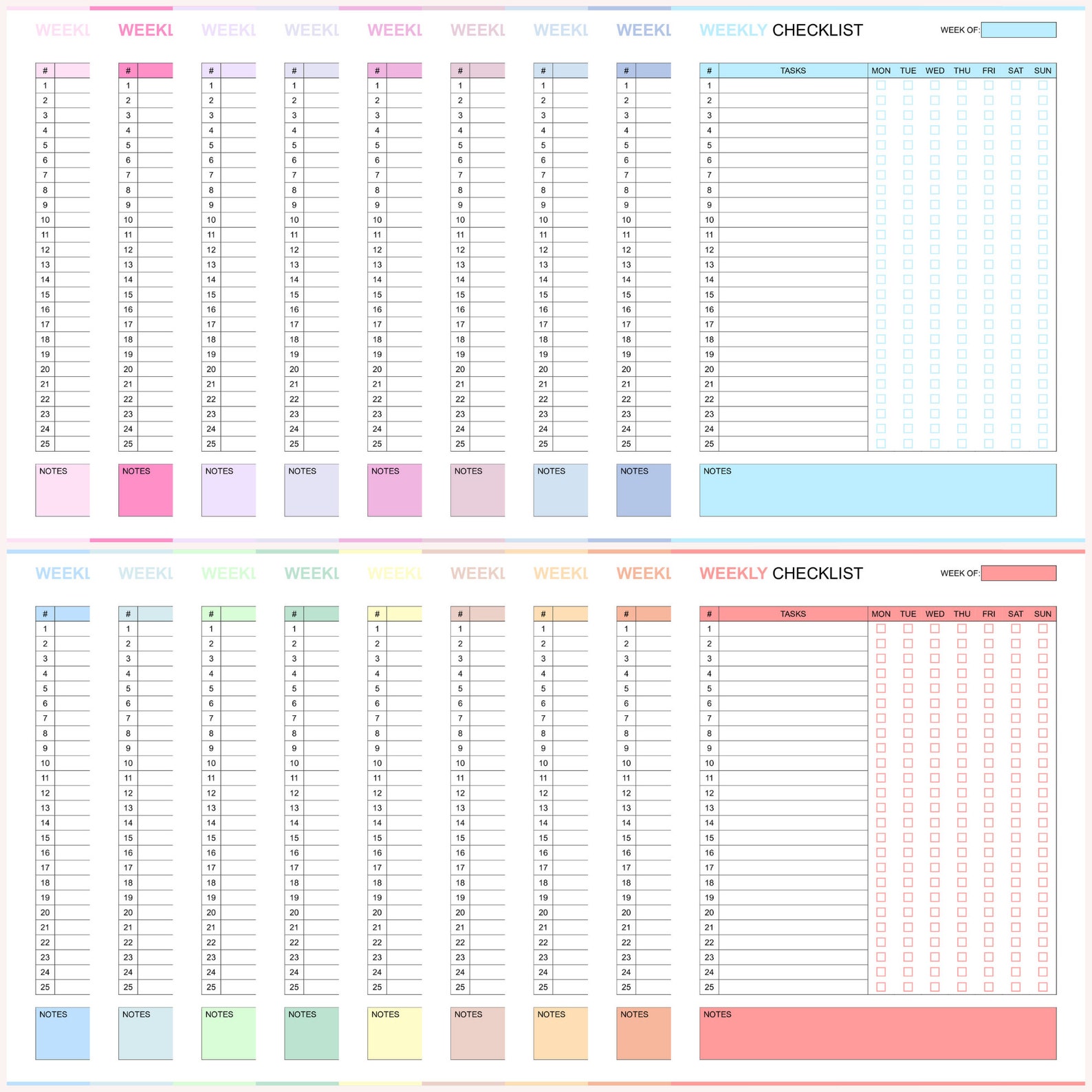 Editable Weekly Checklist, Printable Weekly to Do List, Weekly Task ...