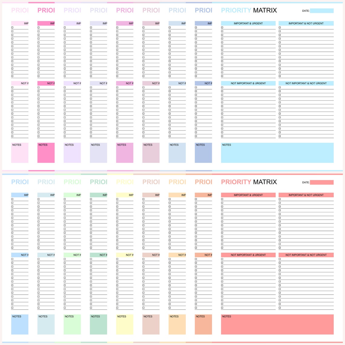 Editable Priority Matrix, to Do List, Task Matrix, Decision Matrix ...