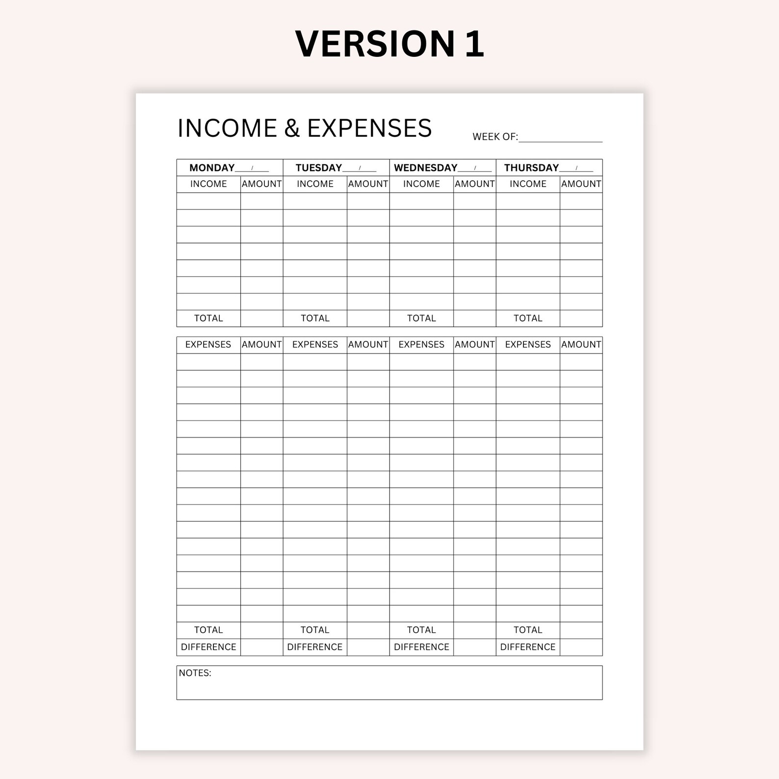 Printable Income & Expenses Tracker, Spending Tracker, Money Tracker ...