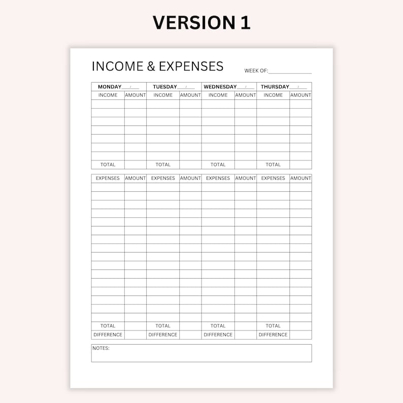 Printable Income & Expenses Tracker, Spending Tracker, Money Tracker ...