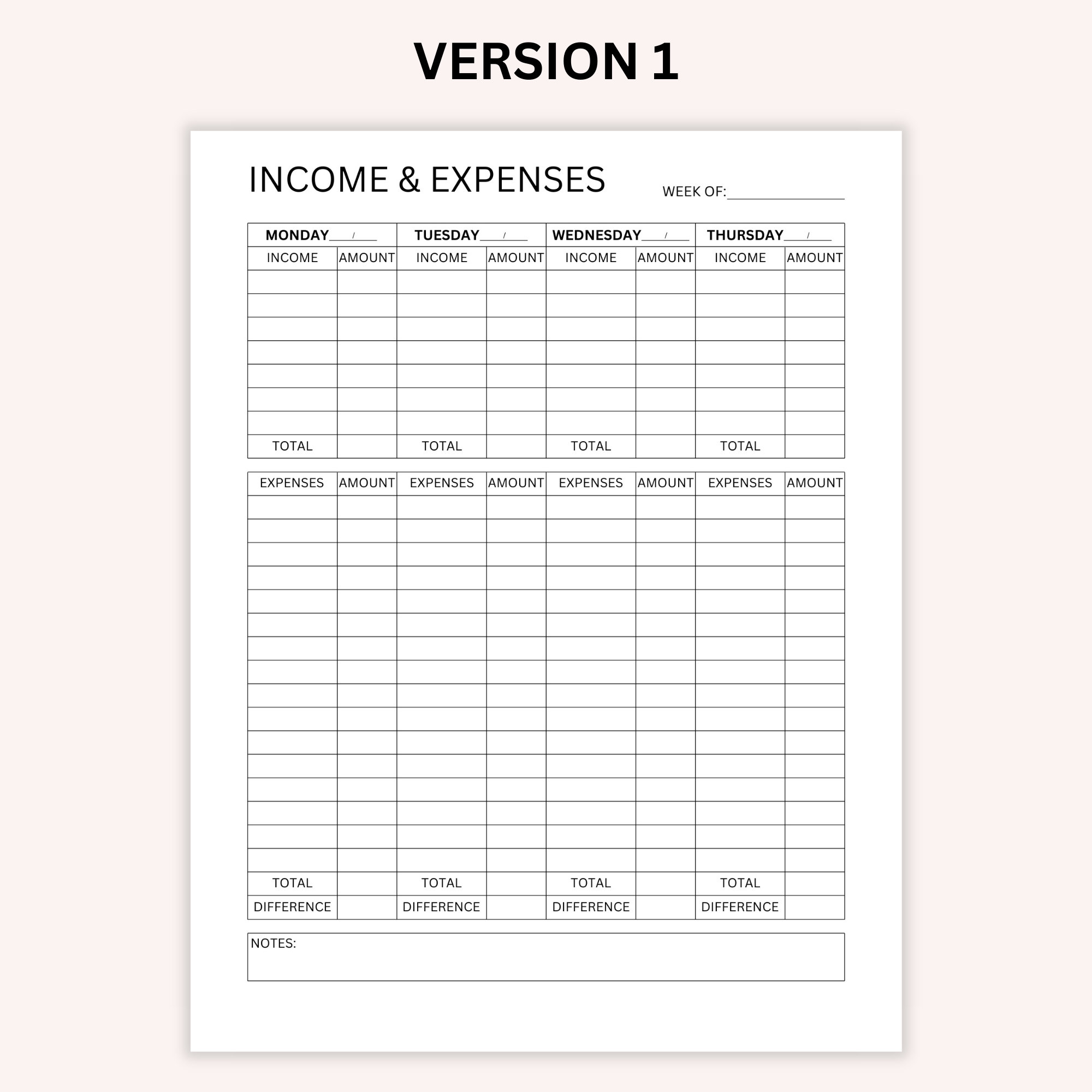 Printable Income & Expenses Tracker, Spending Tracker, Money Tracker ...