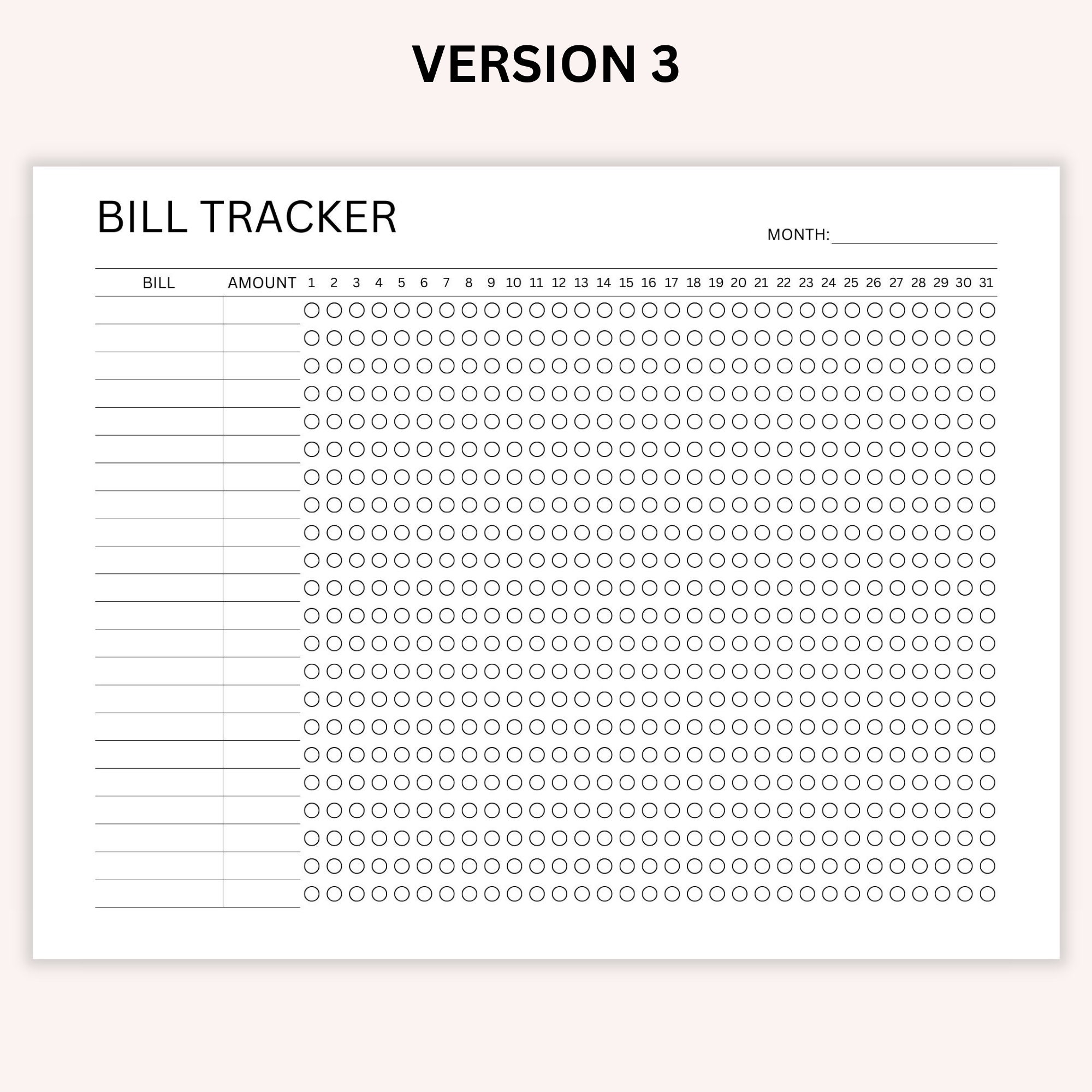 Printable Bill Tracker, Monthly Bill Tracker, Spending Tracker, Expense ...