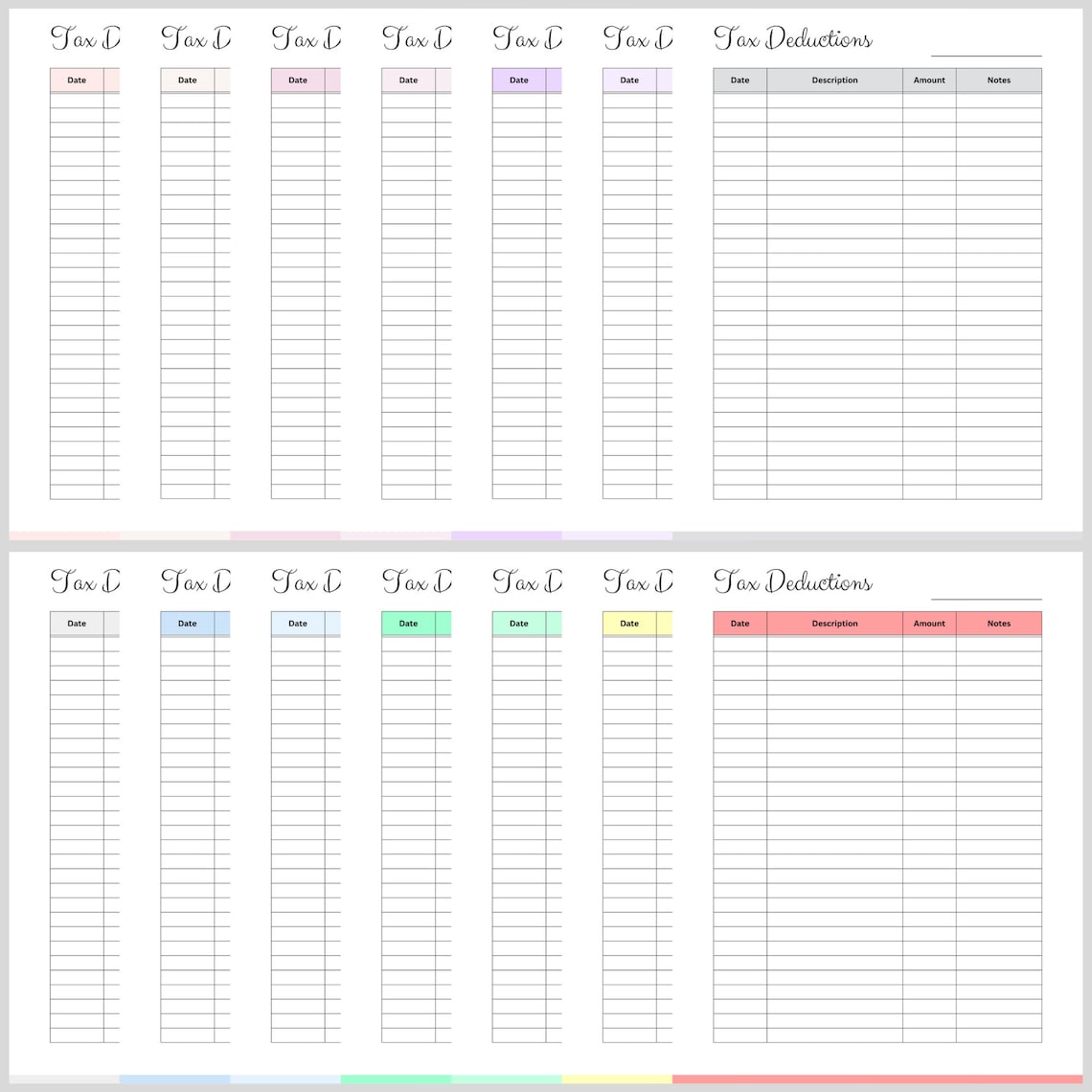 Printable Tax Deduction Tracker, Tax Organizer, Small Business Template ...