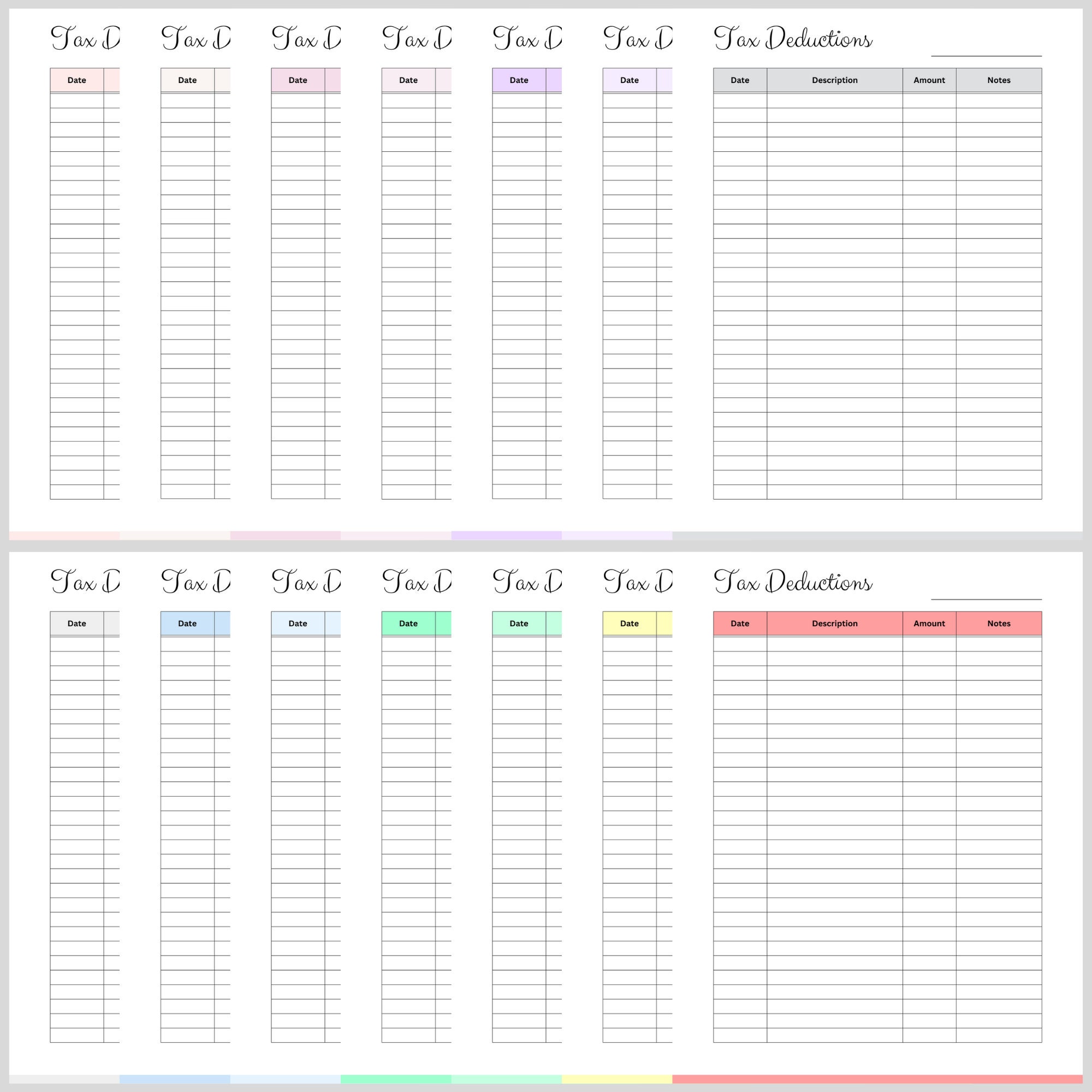 Printable Tax Deduction Tracker, Tax Organizer, Small Business Template ...