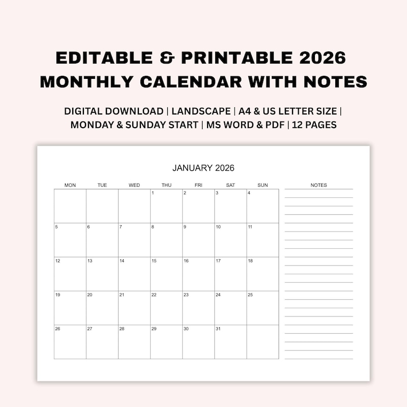 Perpetual Calendar Notes - Etsy