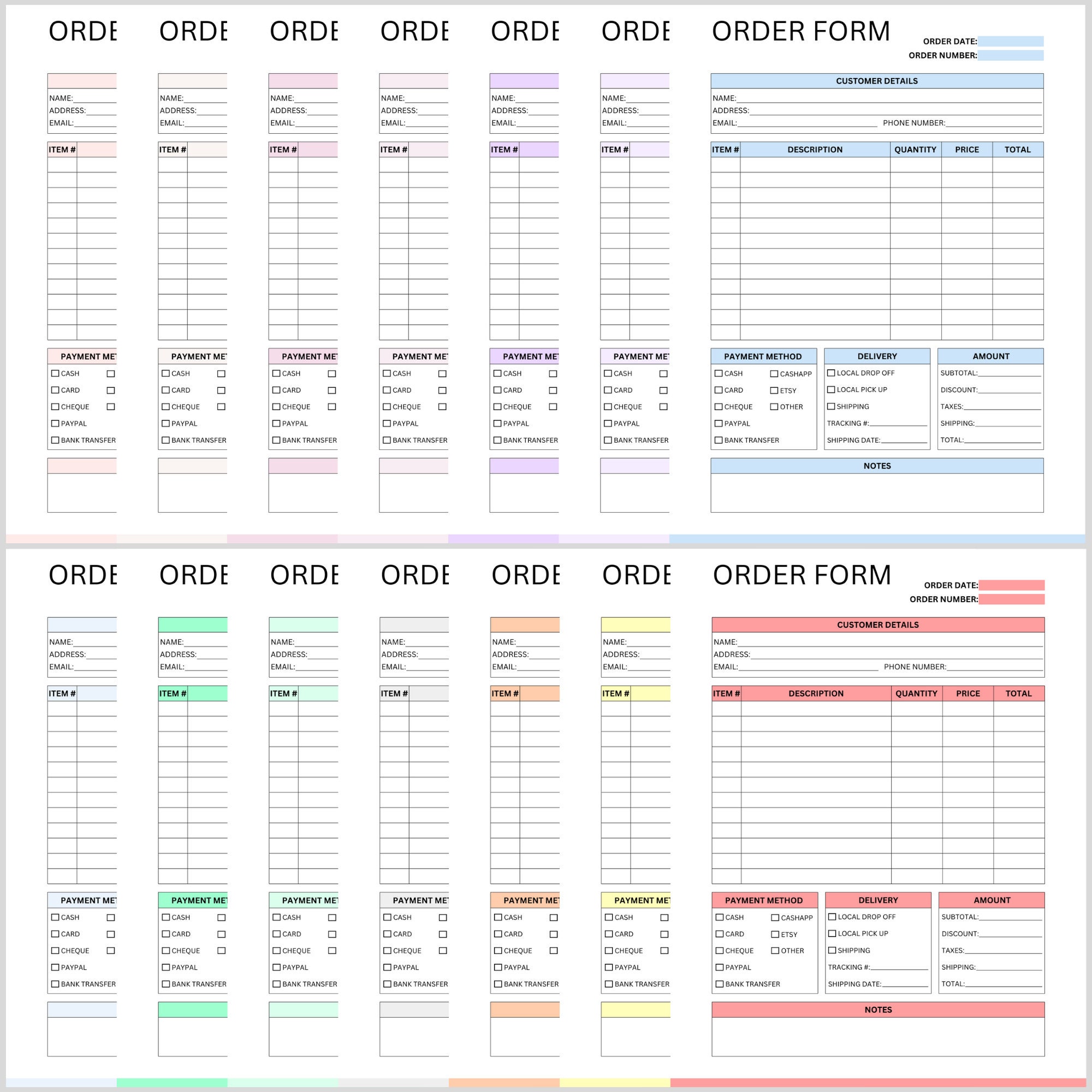 Printable Order Form, Small Business Template, Billing Form, Sales ...