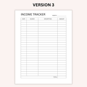 Printable Income Tracker, Money Tracker, Income Template, Income Log ...
