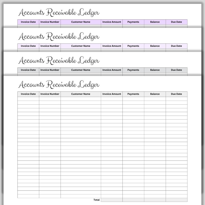 Printable Accounts Receivable Ledger, Small Business Template ...