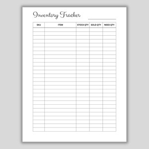 Printable Inventory Tracker, Inventory Management, Inventory Sheet ...