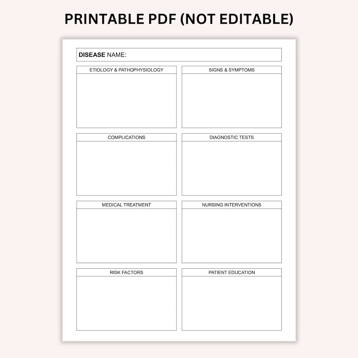 Editable Med Surg Study Template, Printable Disease Process Template, Medical Surgical Nursing ...