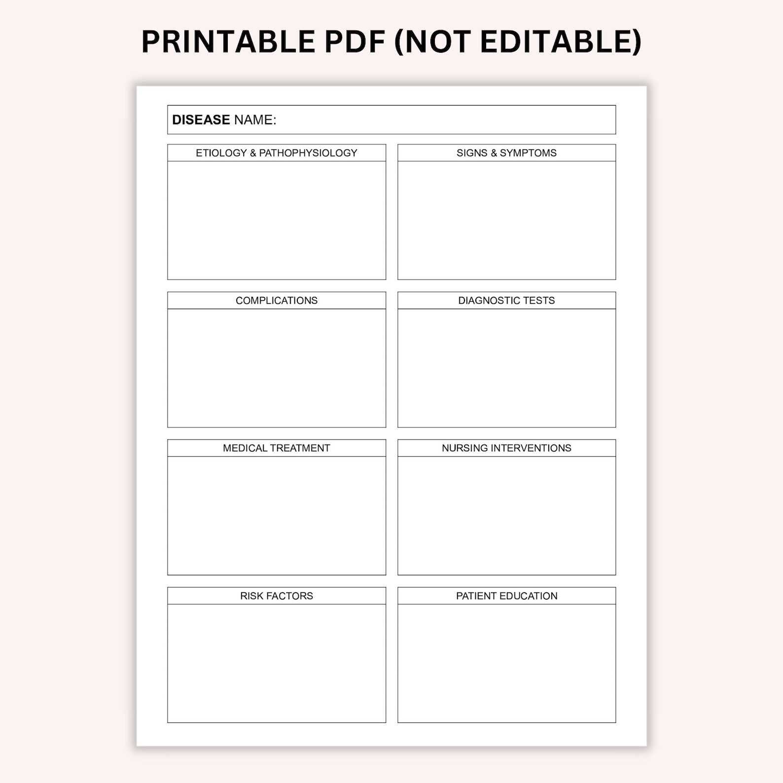Editable Med Surg Study Template, Printable Disease Process Template ...
