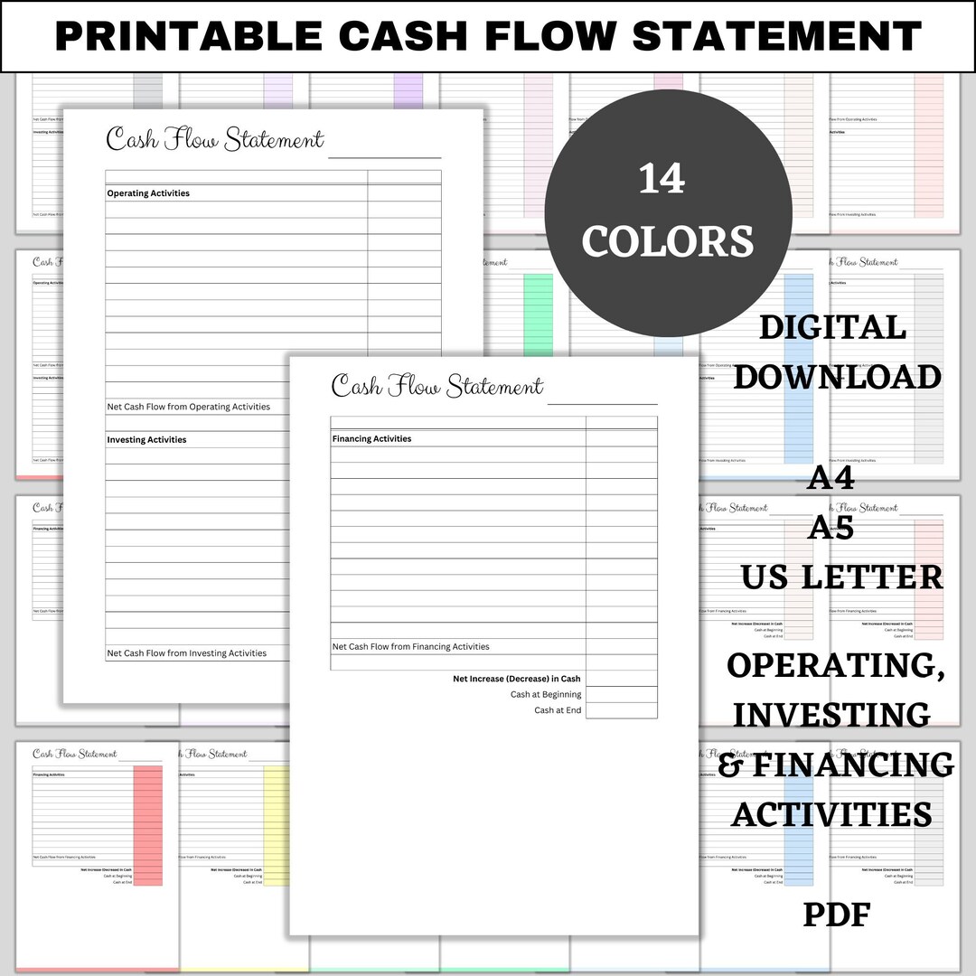 Printable Cash Flow Statement, Income, Expenses, Assets, Liabilities ...