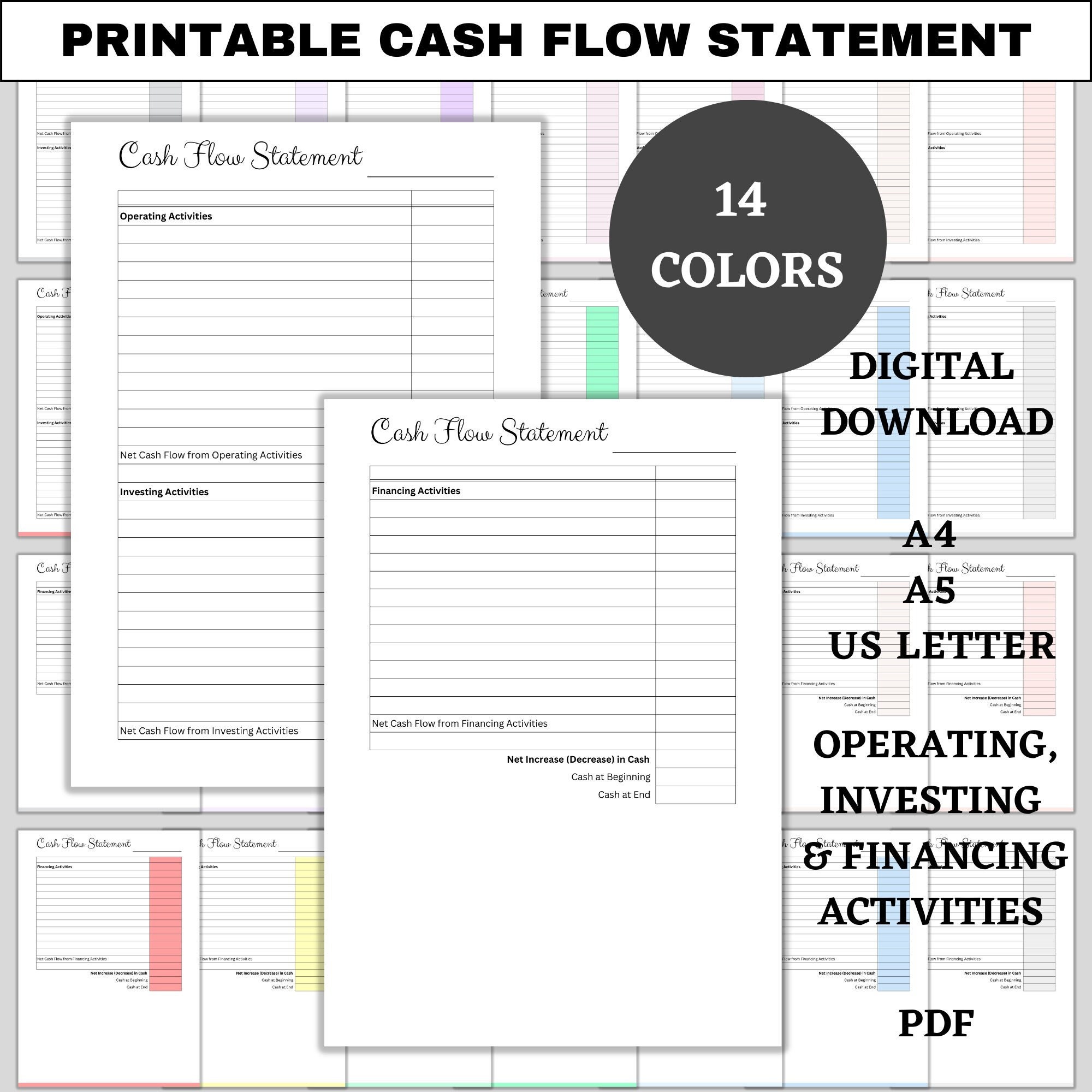 Printable Cash Flow Statement, Income, Expenses, Assets, Liabilities ...
