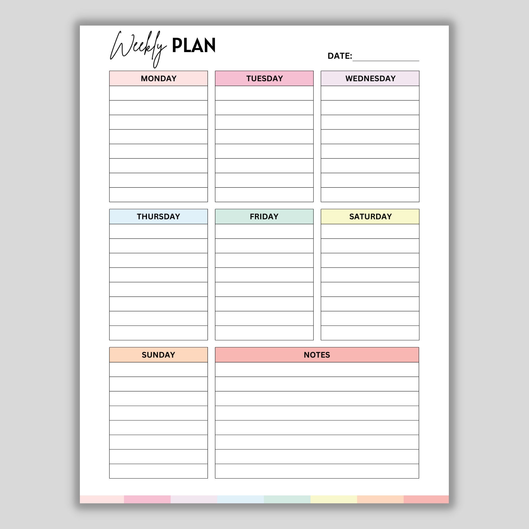 Printable Weekly Plan, Daily Planner, Weekly Schedule, Weekly Organizer ...