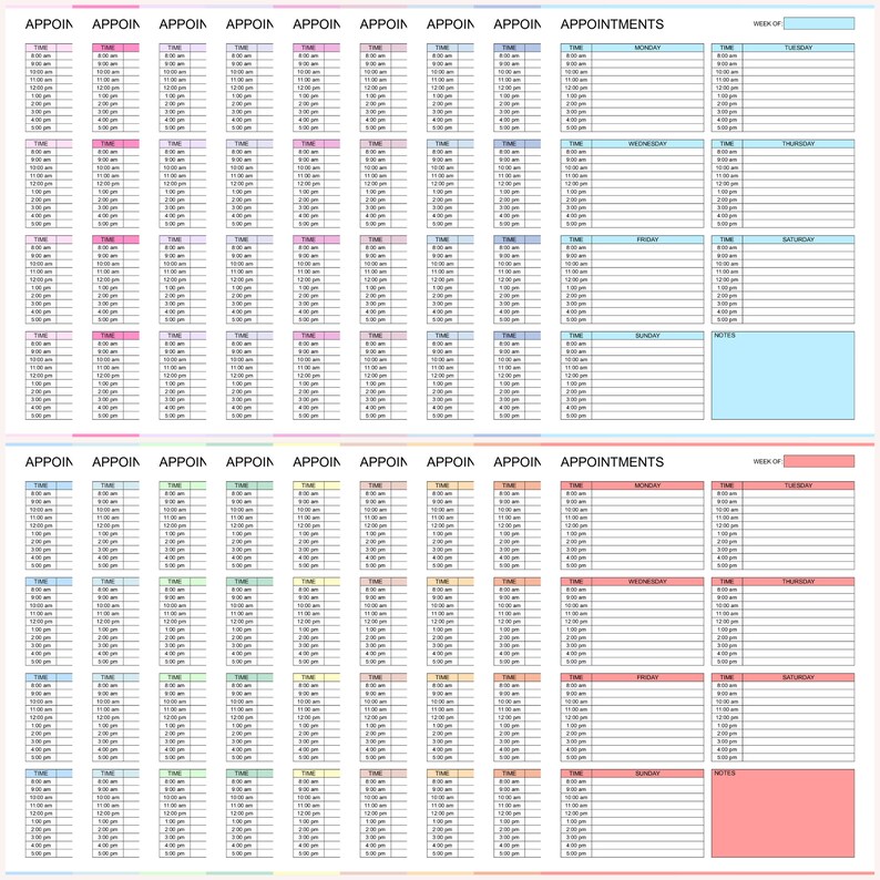 Editable Appointment Tracker, Printable Client Appointment Reminder ...